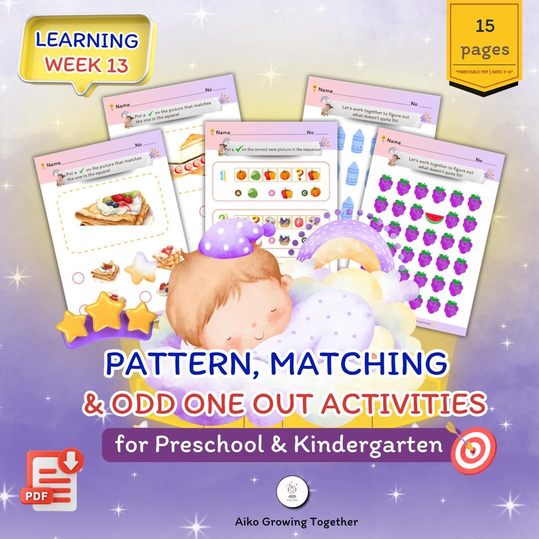 Preschool Worksheets Week 13 Pattern Matching Odd One Out Printable for ...