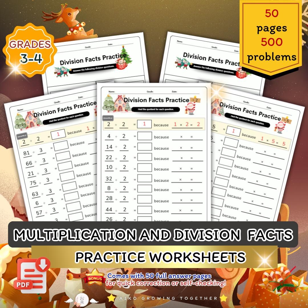 Christmas Multiplication & Division Facts BUNDLE for Grades 3–4 | 500 ...