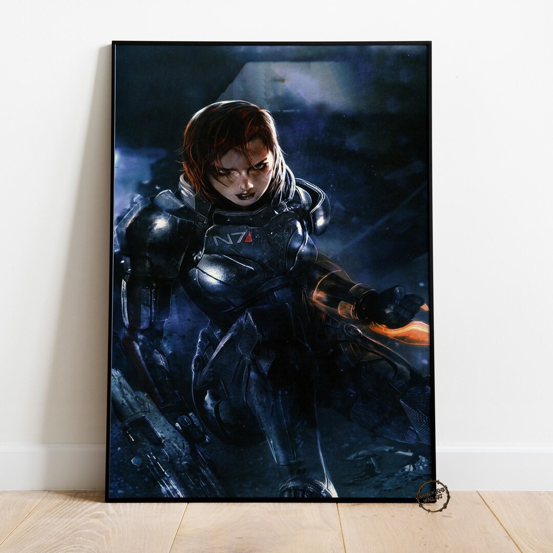Mass Effect Poster | Commander Shepard Wall Decor | Rolled Canvas Print ...
