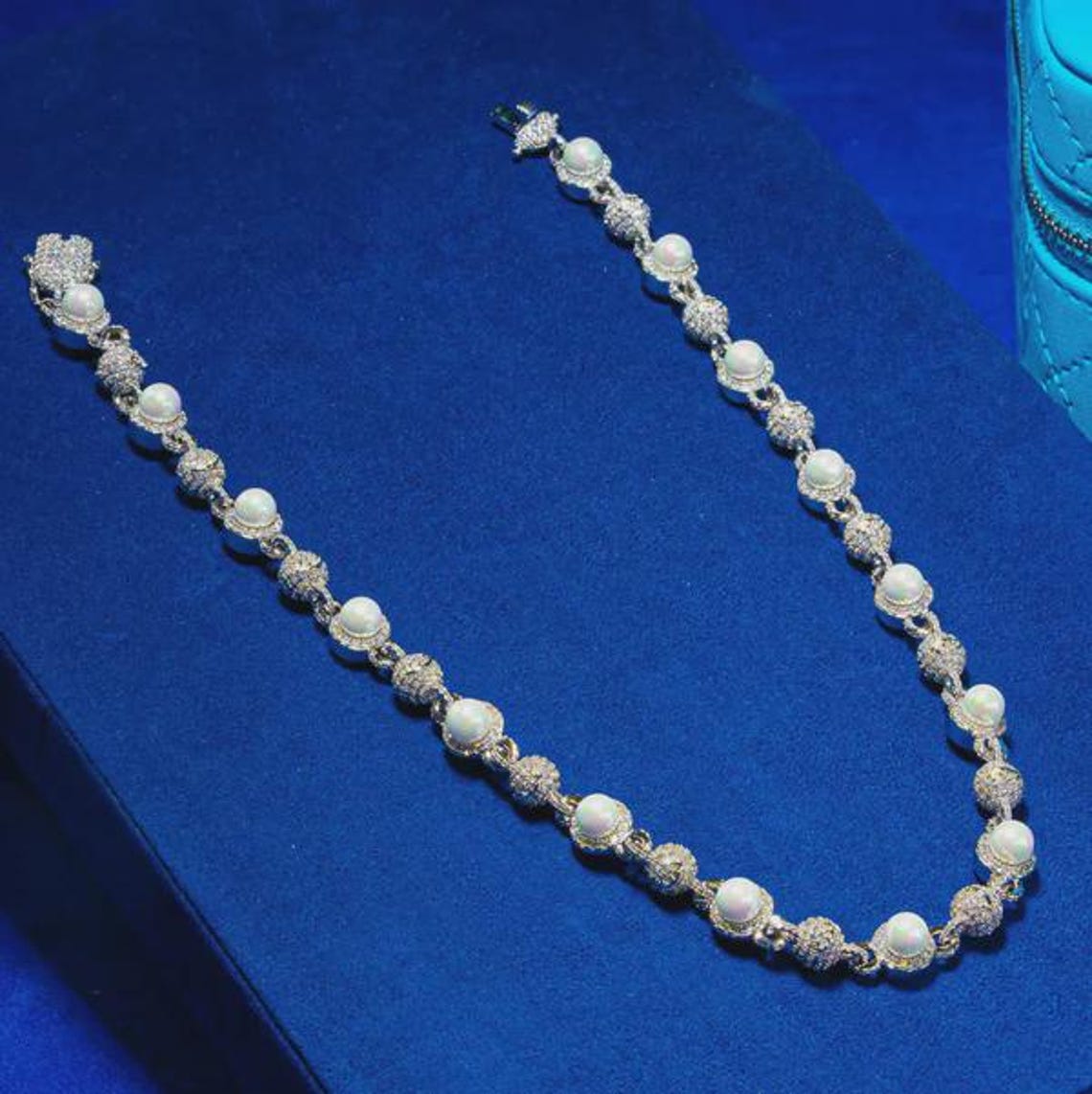 Moissanite Round Bead Chain Necklace: 925 Sterling Silver, D Color VVS1 ...