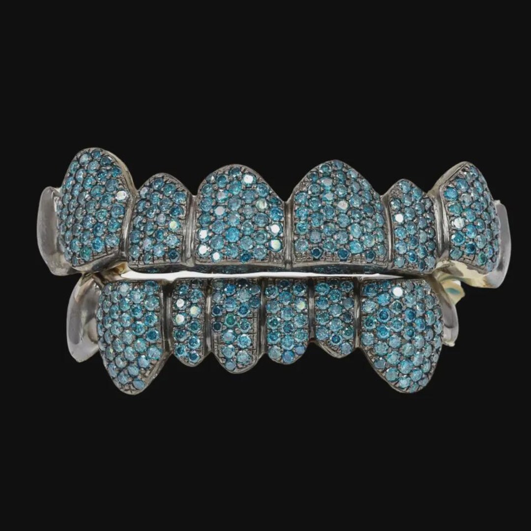 Icey Blue Moissanite Grillz | Custom Hip Hop Iced Out Teeth | VVS D ...
