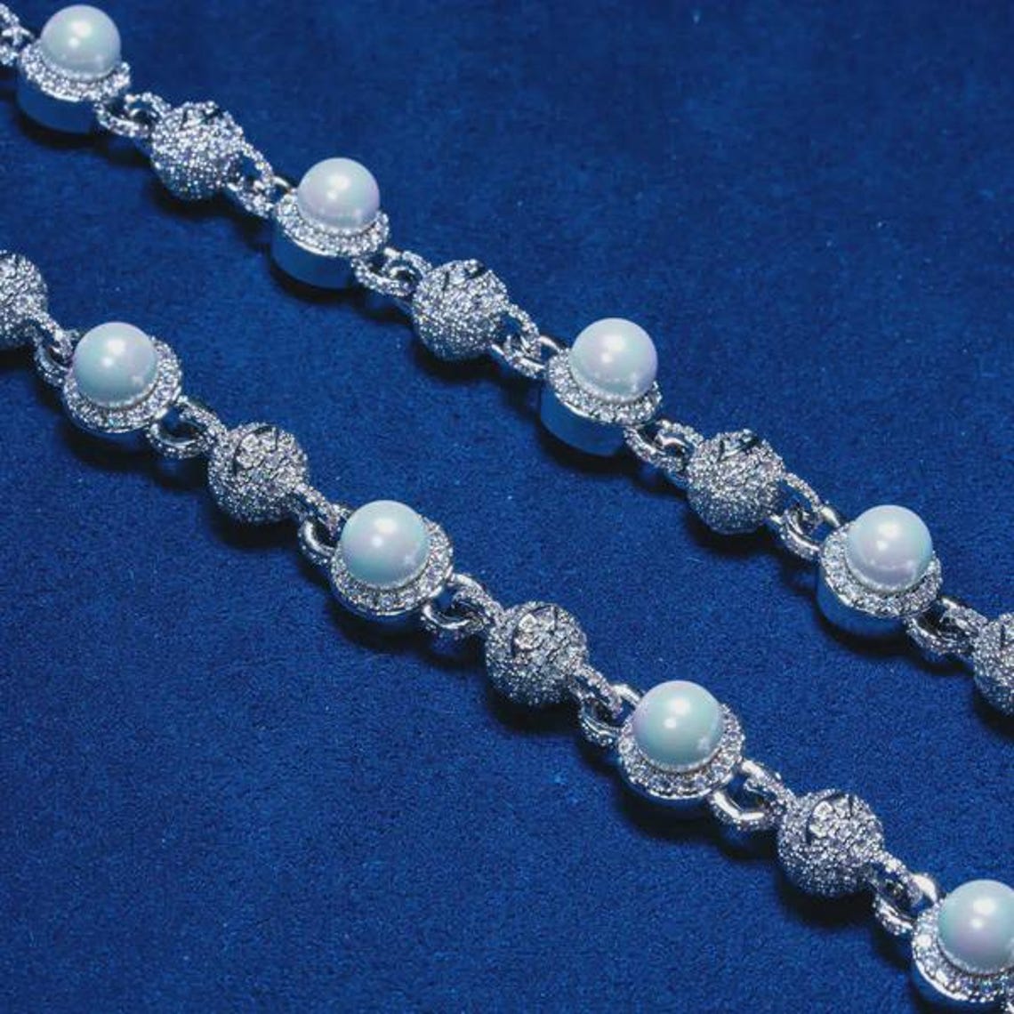Moissanite Round Bead Chain Necklace: 925 Sterling Silver, D Color VVS1 ...