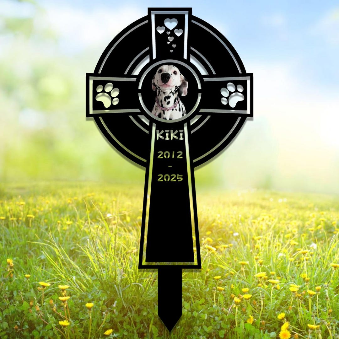Custom Metal Pet Memorial Stake, Dog Grave Marker, Photo Tribute Plaque ...