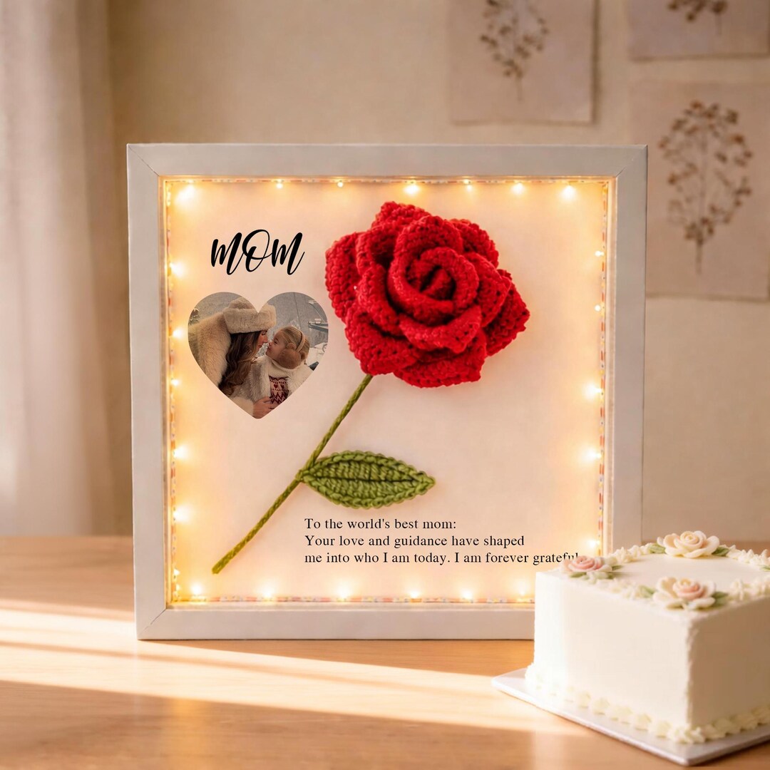Birthday Flower Shadow Box With Light or Without, Crochet Birth Month ...
