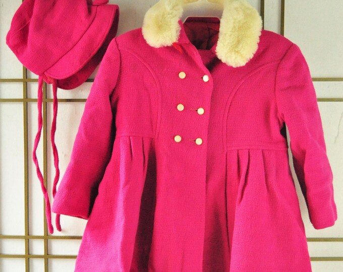 Vintage Toddler Girls Car Coat and Matching Cap/bonnet 50s 60s Faux Fur ...
