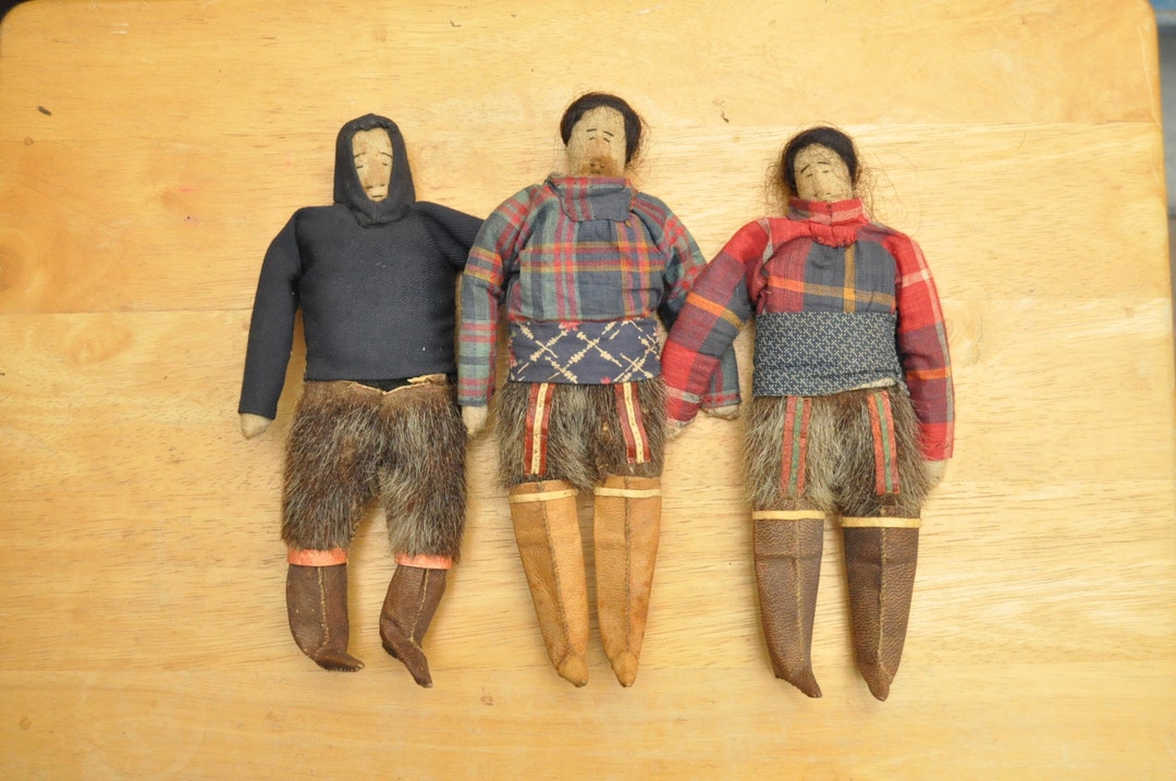 Vintage Handmade Inuit Dolls Lot of 3 Arctic Native Greenland Eskimo ...