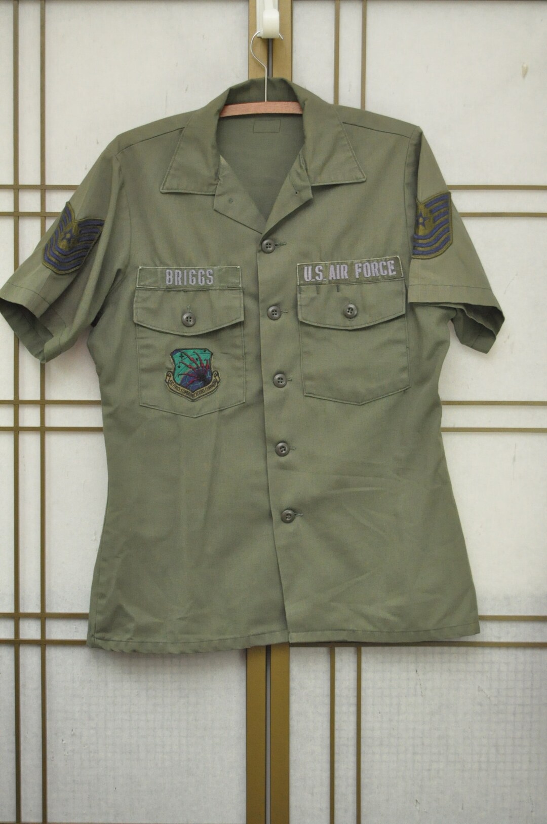 Vintage Mens US Air Force Uniform Shirt Short Sleeve Official AF Green ...