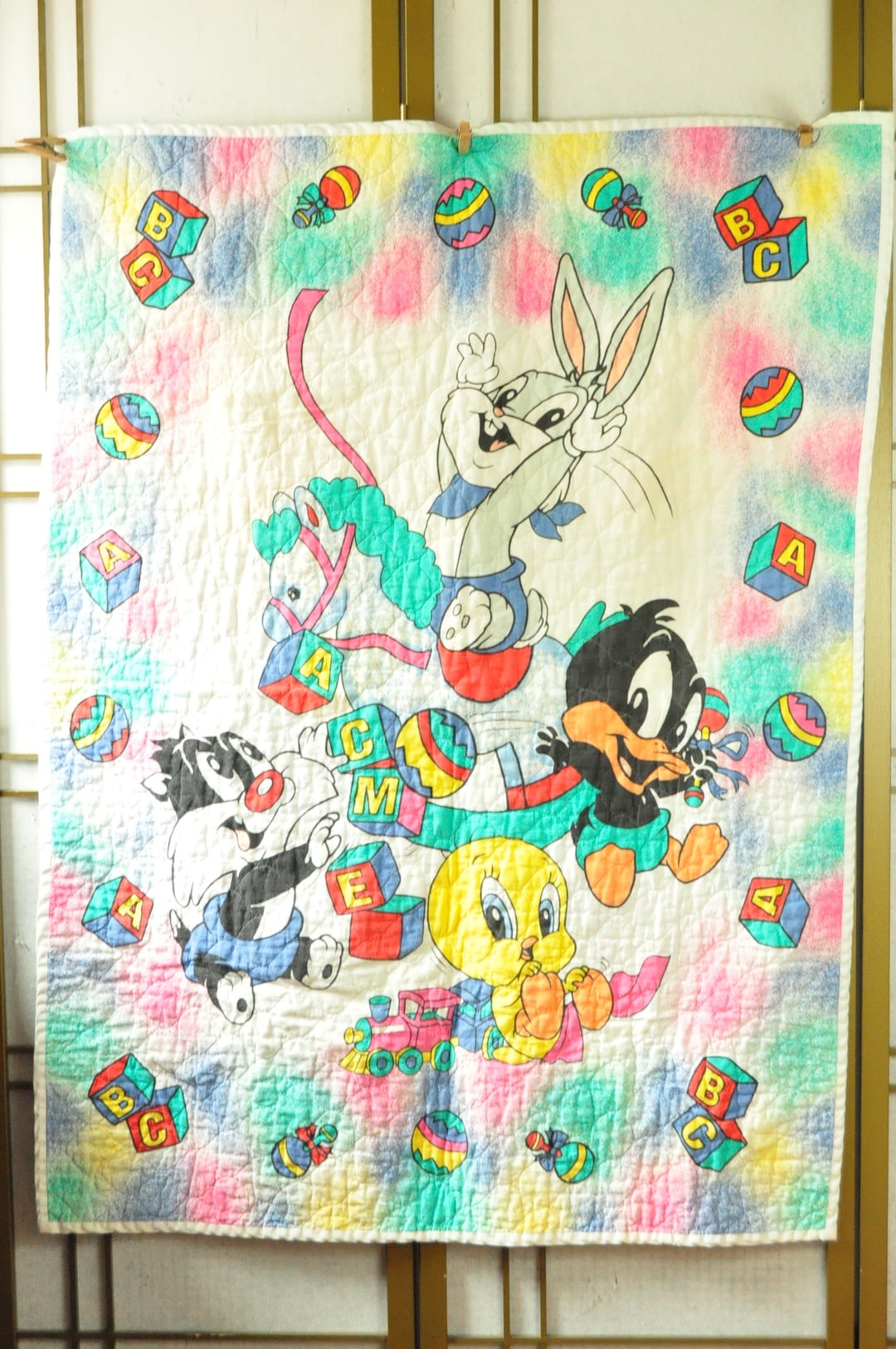Vintage Baby Blanket Quilted Crib Pad Warner Brothers Baby Bugs Bunny ...