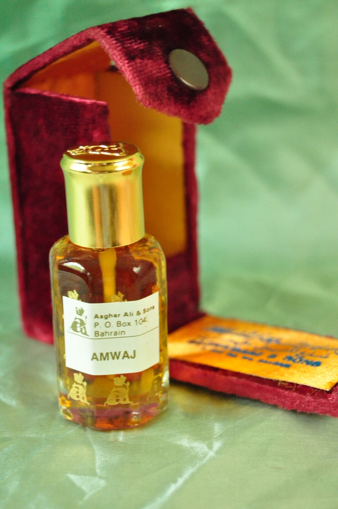 Vintage Mens Cologne Amwaj 90s Glass Bottle IOB Maroon Velvet Gift Box ...