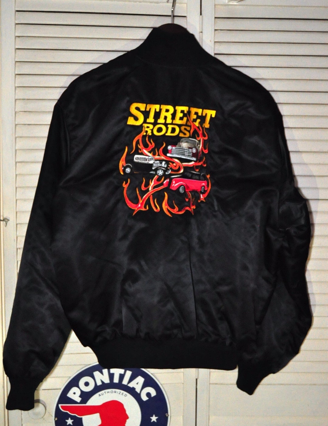 Vintage "street Rods" Black Satiny Jacket Mens Womens 80s 90s ...