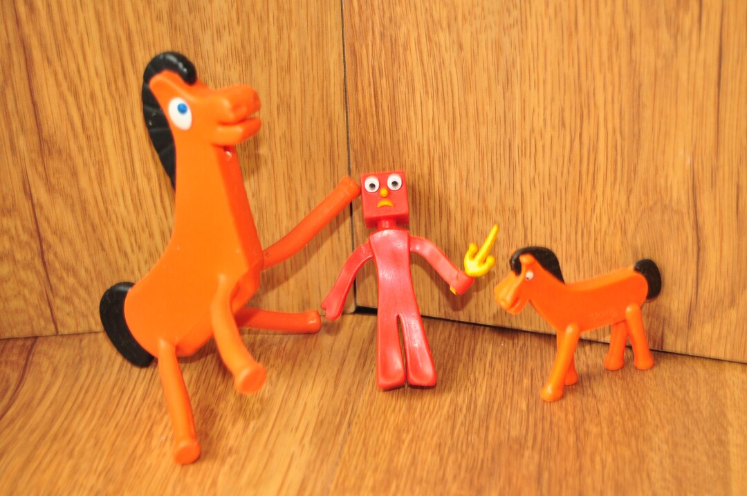 Vintage Pokey & Red Gumby Figurines Destash Set of 3 Retro 90s Cartoon ...