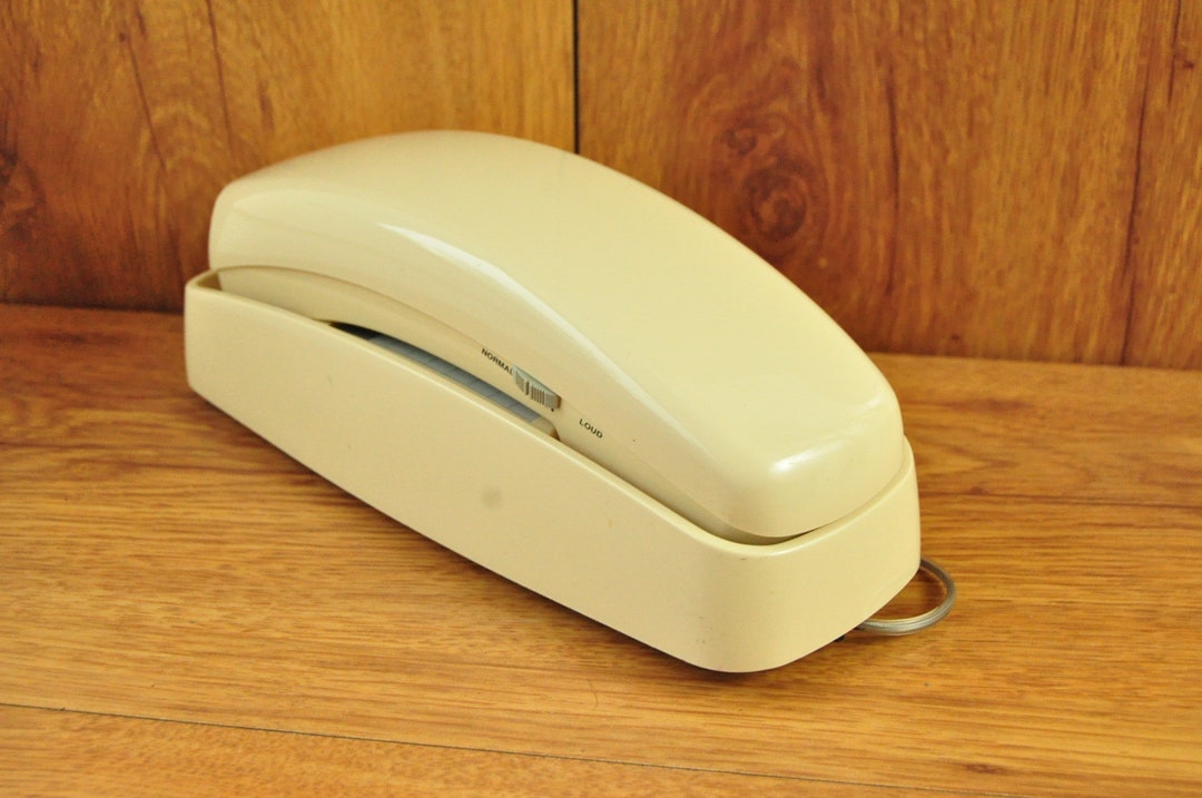 Vintage Push Button Dial Phone Beige Trim Line Telephone Untested as is ...