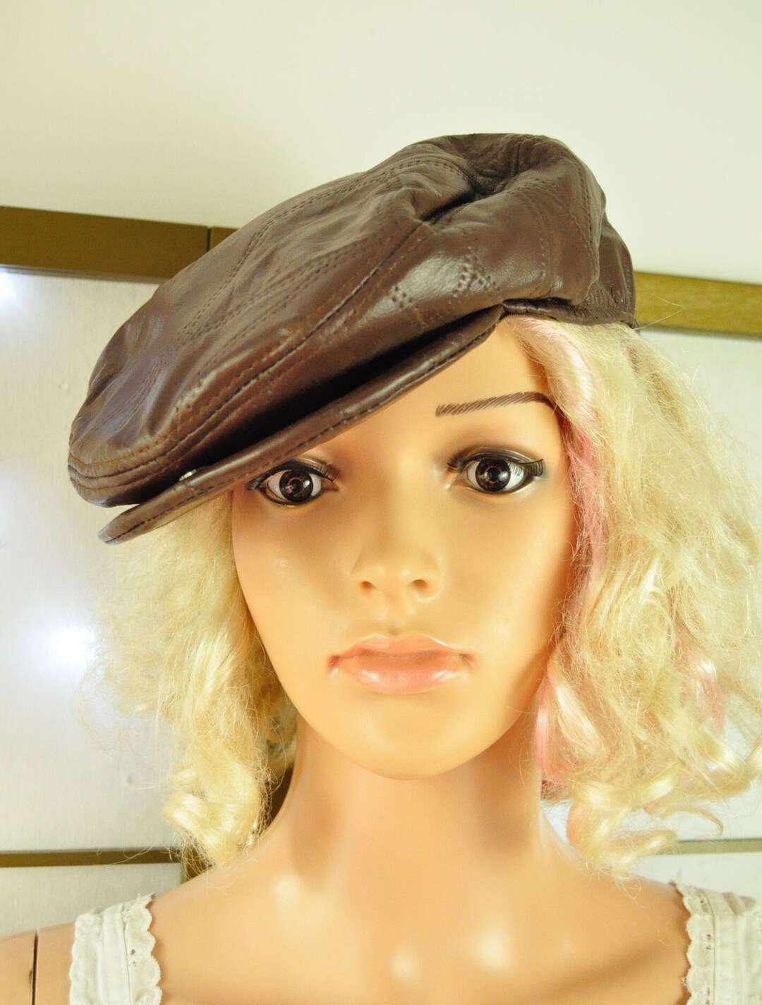Vintage Leather Golfers Cap Mens Womens 90s Brown Beret Sportswear ...