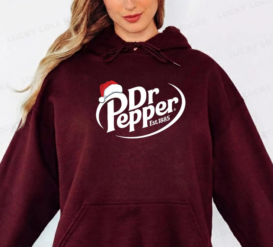 Dr Pepper Christmas Hoodie, Santa Hat Soda Hoodie, Holiday Dr Pepper ...