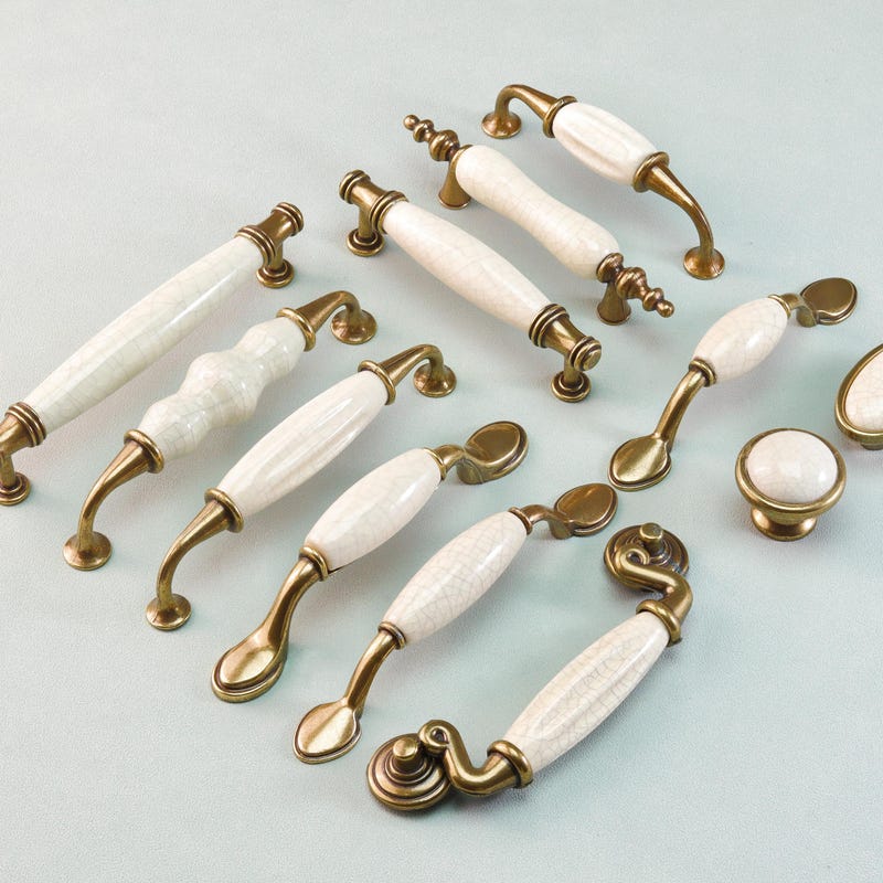 Brass Ivory Cabinet Handles - Etsy