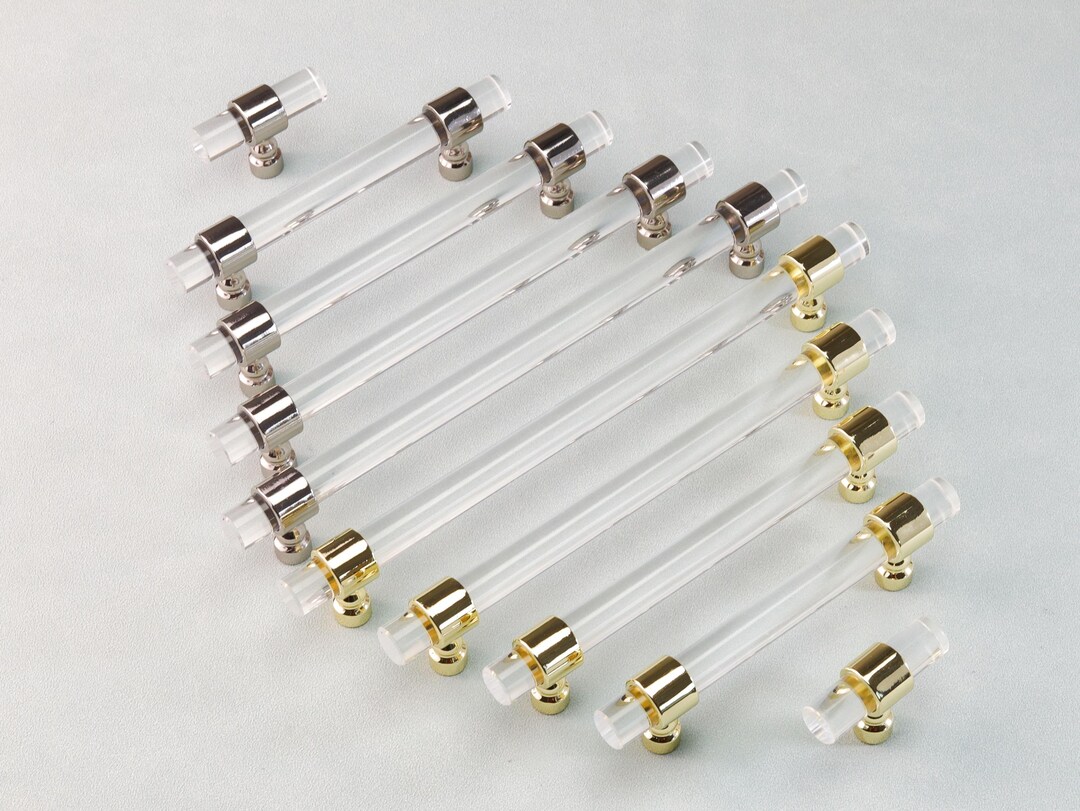 Acrylic T Type Pulls Kitchen Cabinet Pulls Dresser Drawer Handle Chrome ...