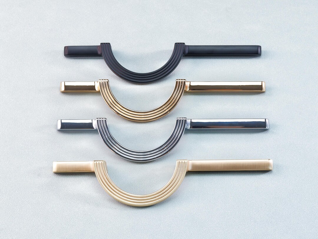 Unique Bend Long Handles Dresser Drawer Handles Polished Gold Kitchen ...