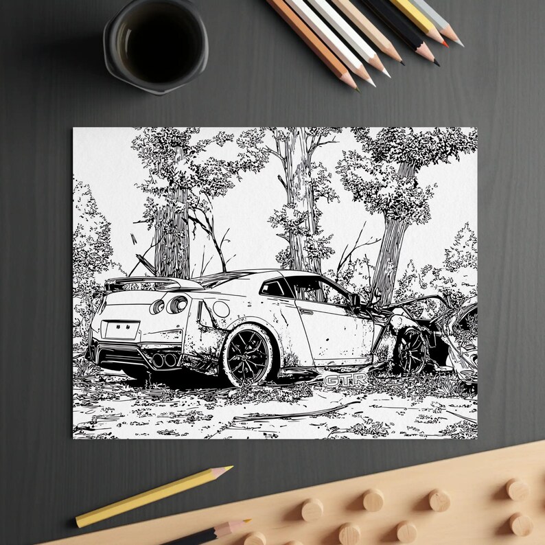 Destroyed Supercars Coloring Book: 55 Wrecked Luxury Car Pages - Etsy