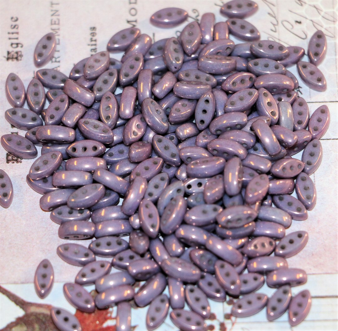 Chalk Lumi Purple, Cali Beads, 3x8mm, 3 Hole Czech Beads, 5g (approx 30 ...