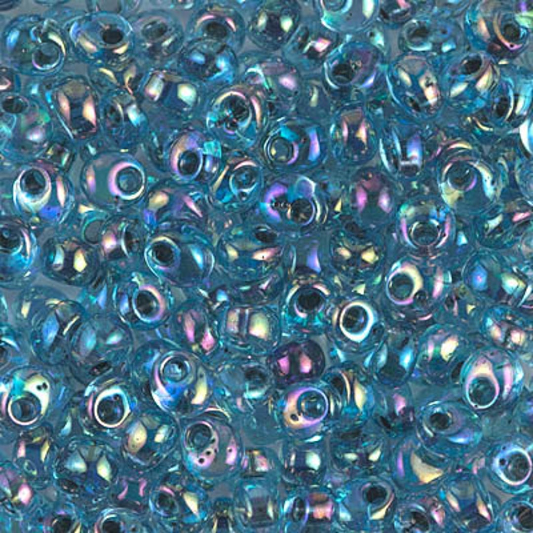 339/2168, Blue Lined AQUA AB, 4mm Magatama, Miyuki Drop Beads, Fringe ...