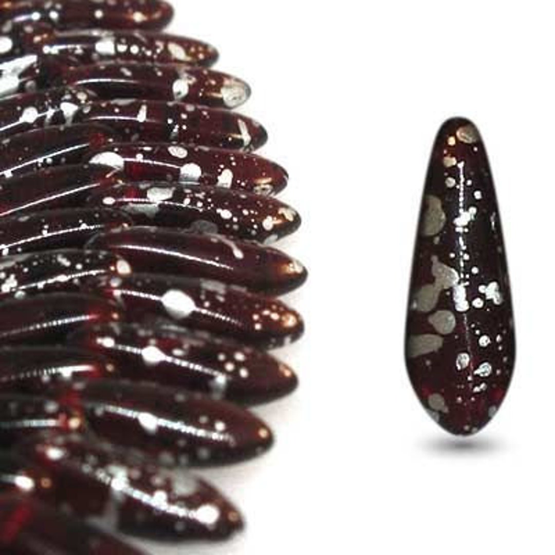 Garnet Silver Speckled, Splash Coating, 5x12 Daggers, Side Drilled ...