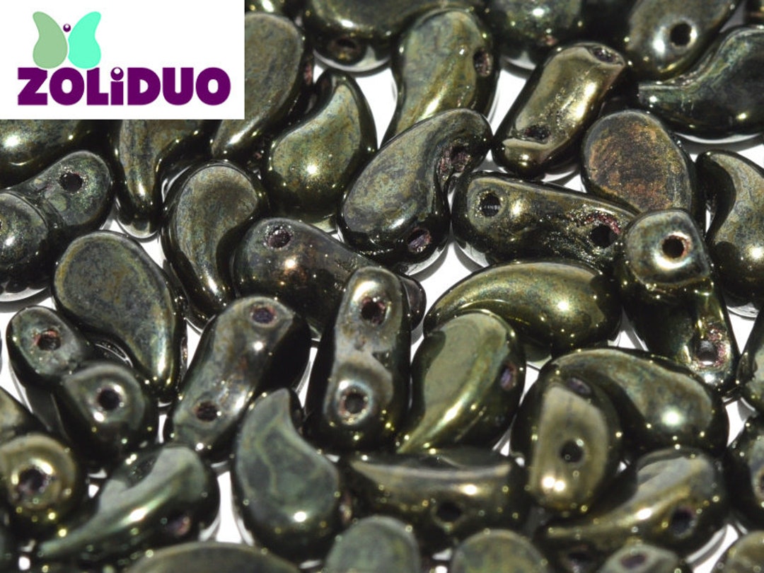 Zoliduo, JET RED LUSTER, (right and Left Beads) Czech Glass, 2 Hole ...