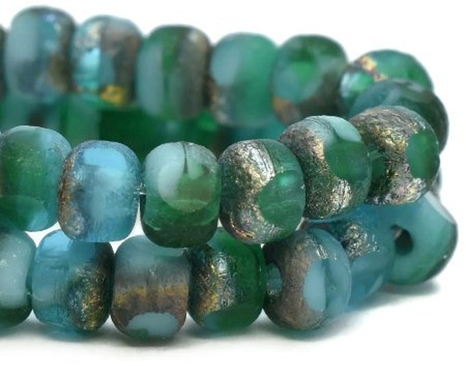 0227, 4x3mm Emerald and Sky Blue With An, Etched and Rainbow Finish ...