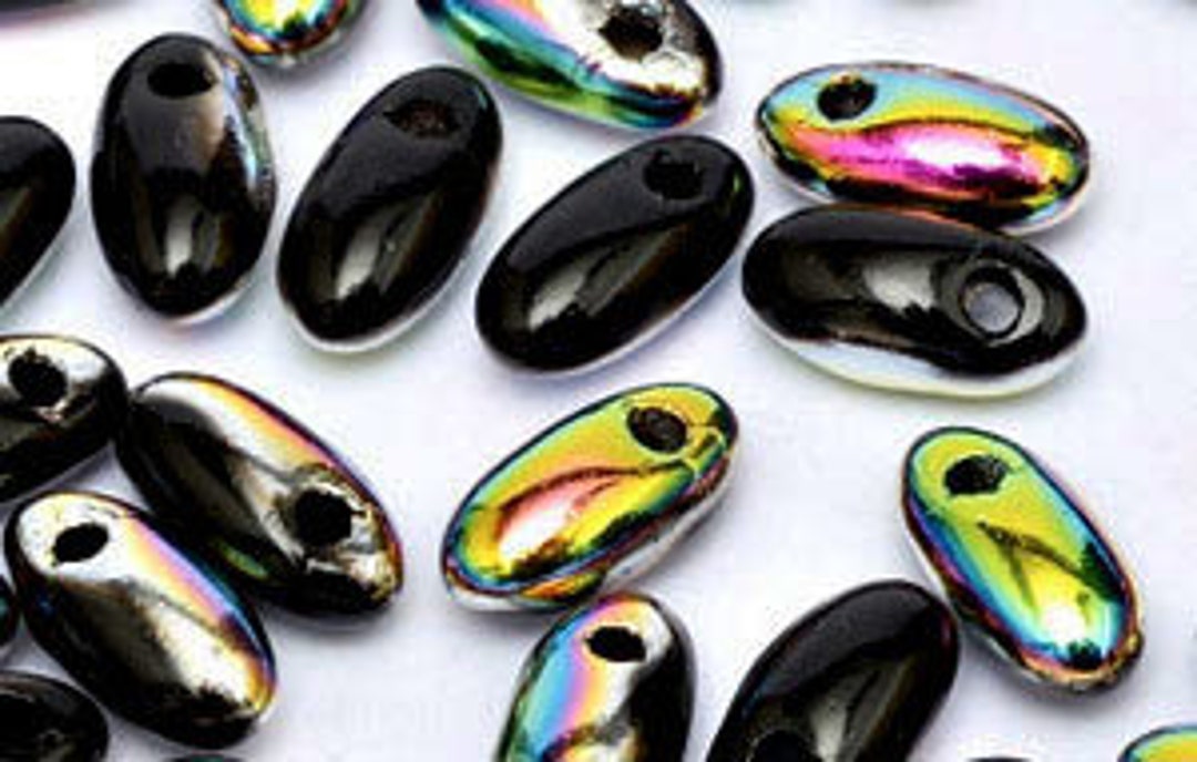Rizo, Jet Vitral, (aka-jet Capri Gold), 2.5x6mm, 7g (app 98-100 Beads ...