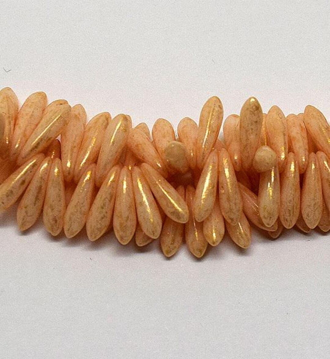 Mosaic Orange, 3x11mm Daggers, Side Drilled, Czech Glass Daggers, Mini ...