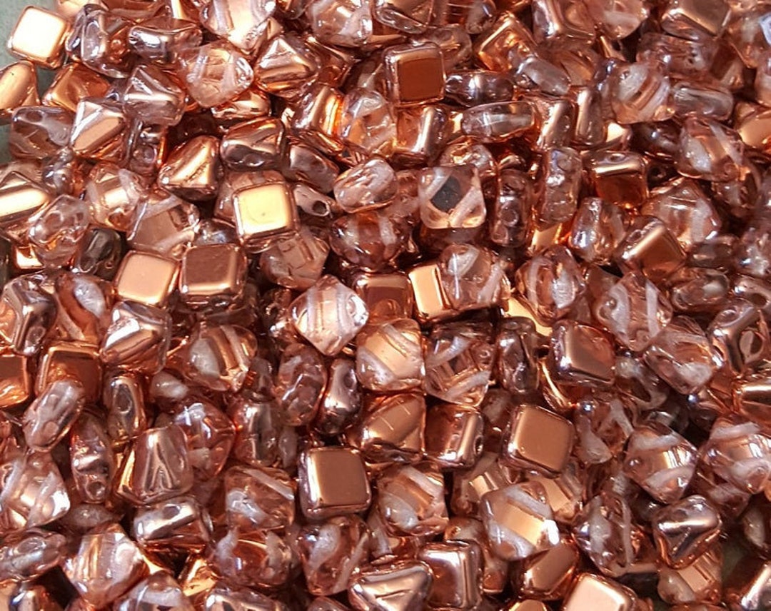Silky Beads, CRYSTAL CAPRI GOLD, Czech Glass, 2 Hole Diagonal, Pressed ...