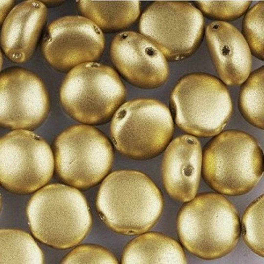 MATTE GOLDEN OLIVE, Preciosa Candy Beads, 2-hole Cabochon, 8mm Czech ...