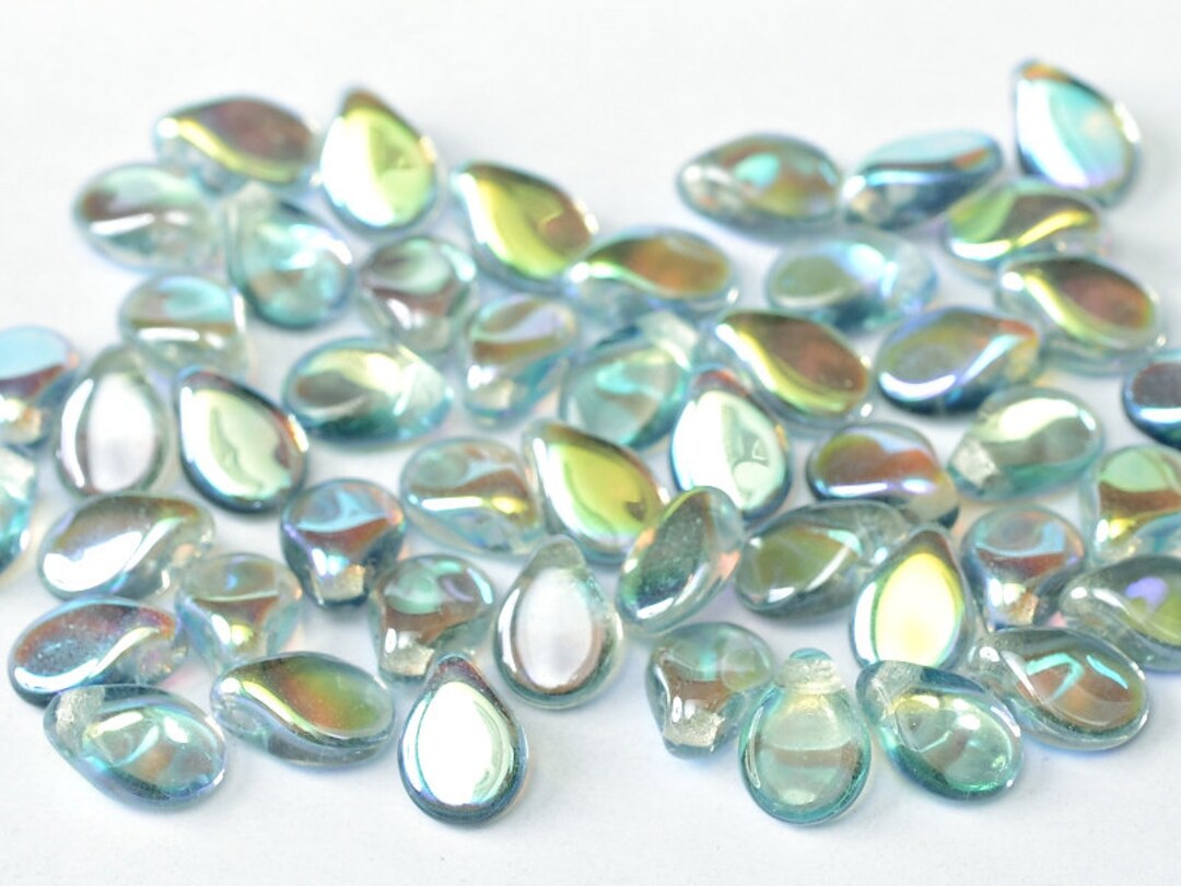 CRYSTAL BLUE RAINBOW, Pip Beads, 5x7mm, Blue, Yellow, Rainbow, Preciosa ...