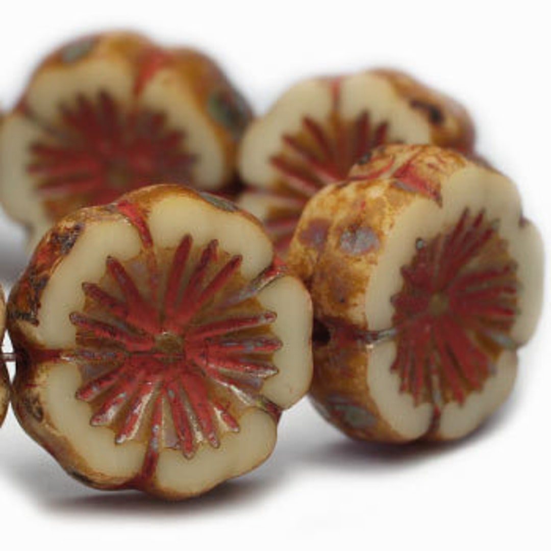 0627, 14mm Hibiscus Flower, Champagne With Picasso Finish, (hb14-4) - Etsy