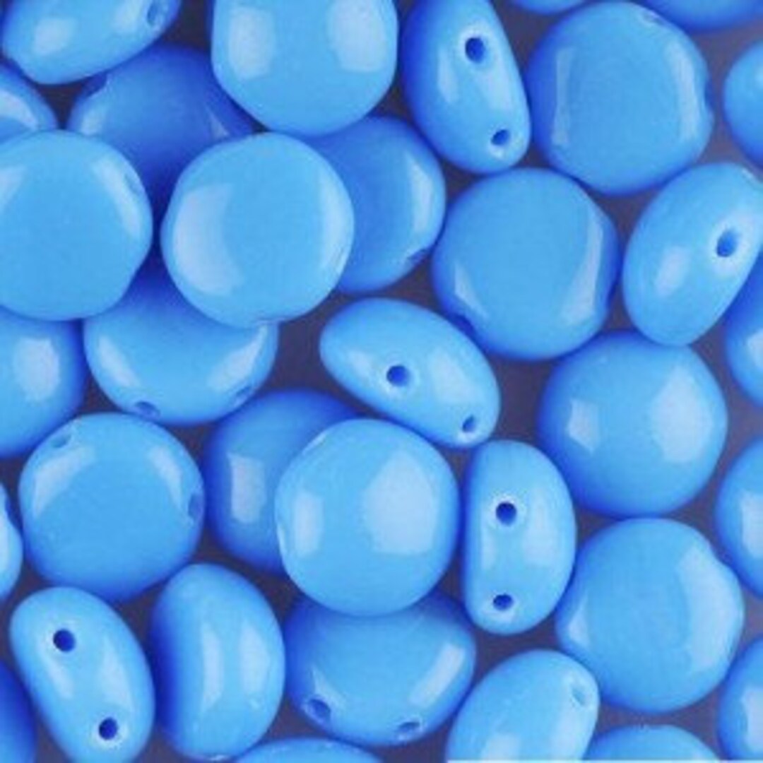 OPAQUE BLUE, Preciosa Candy Beads, 2-hole Cabochon, 8mm Czech Glass ...