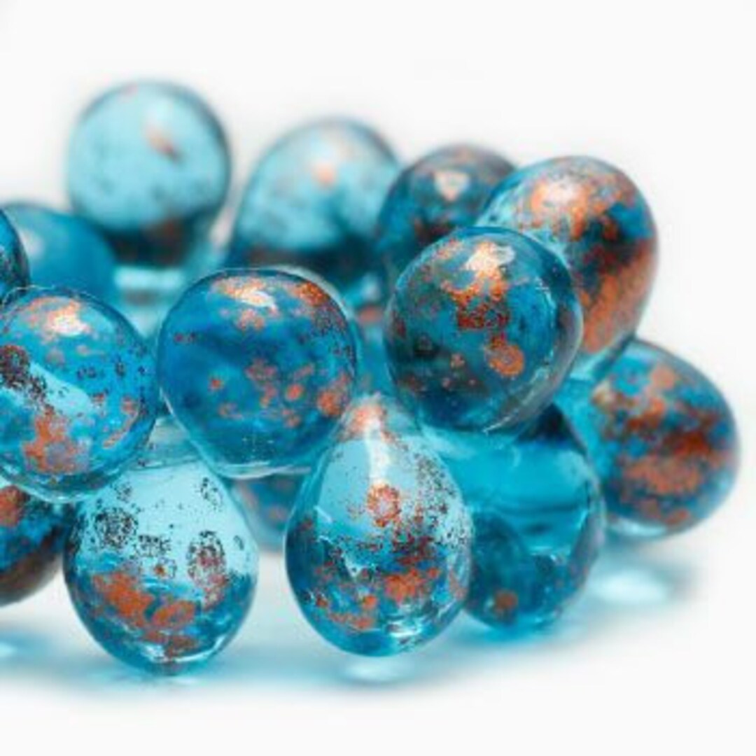 0564, Transparent; Pacific Blue With Copper Finish, 5x7 Drop Beads ...