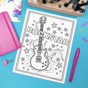 Rockstar Coloring Page DIGITAL DOWNLOAD - Etsy
