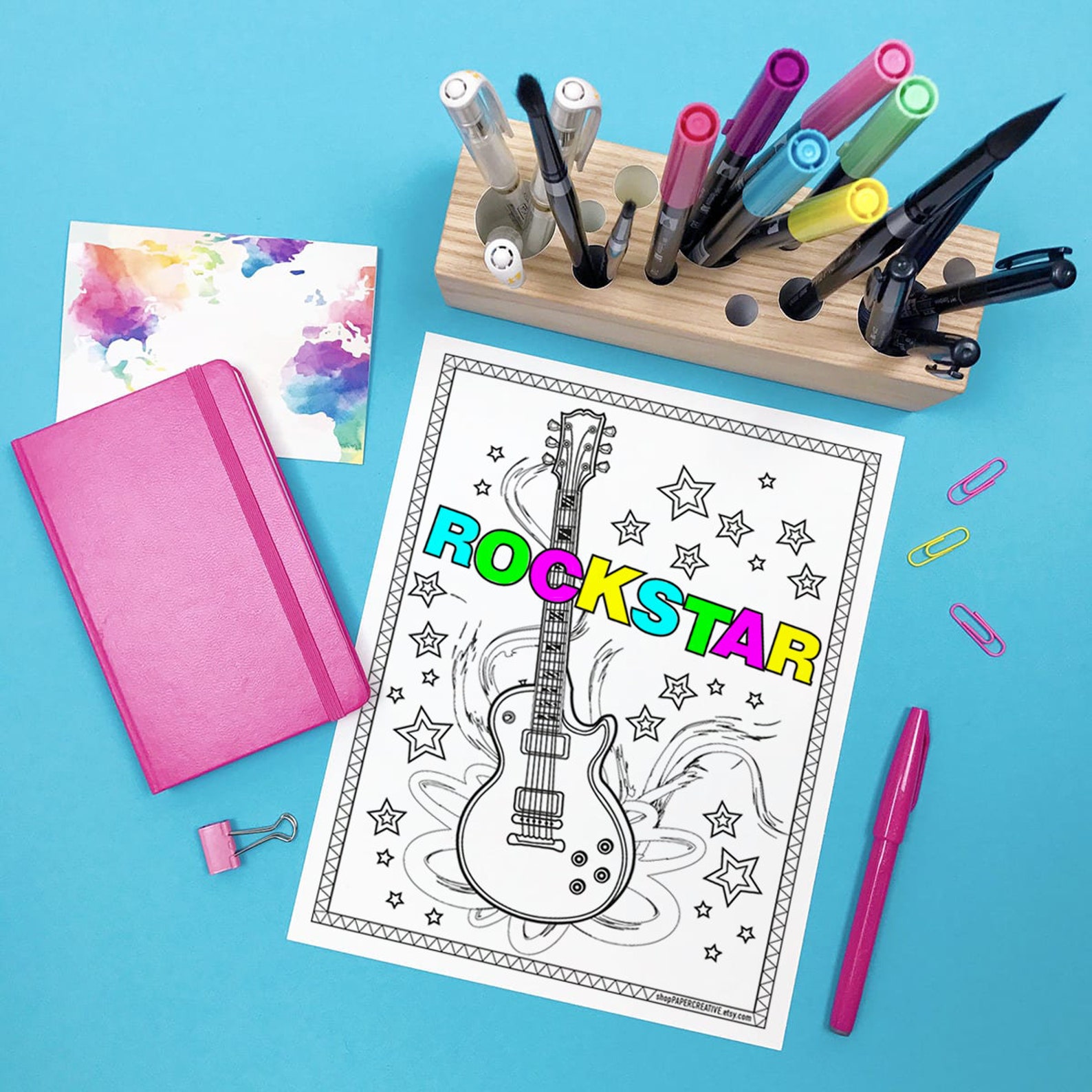 Rockstar Coloring Page {DIGITAL DOWNLOAD} - Etsy