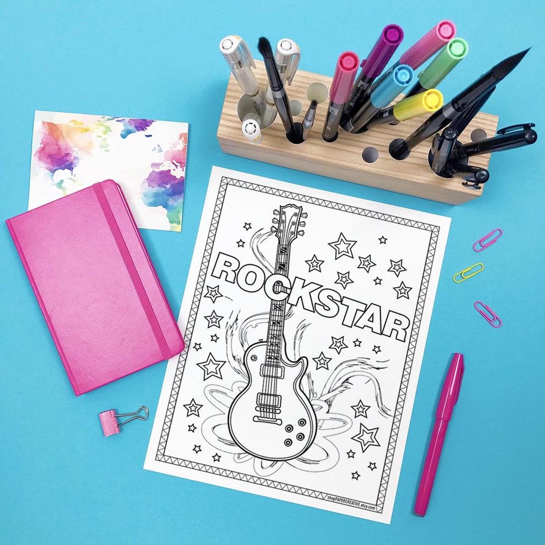 Rockstar Coloring Page DIGITAL DOWNLOAD - Etsy