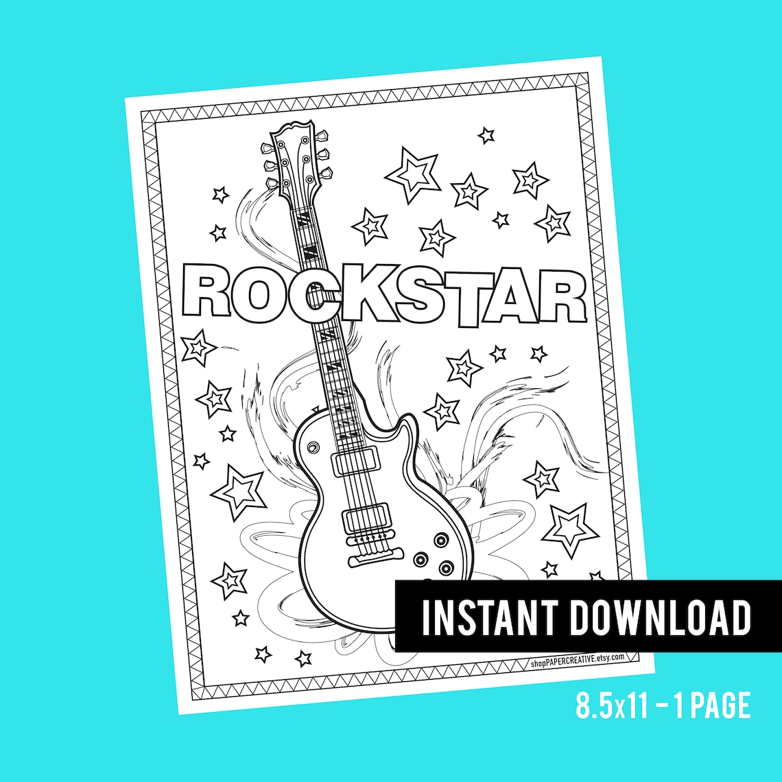 Rockstar Coloring Page {DIGITAL DOWNLOAD} - Etsy