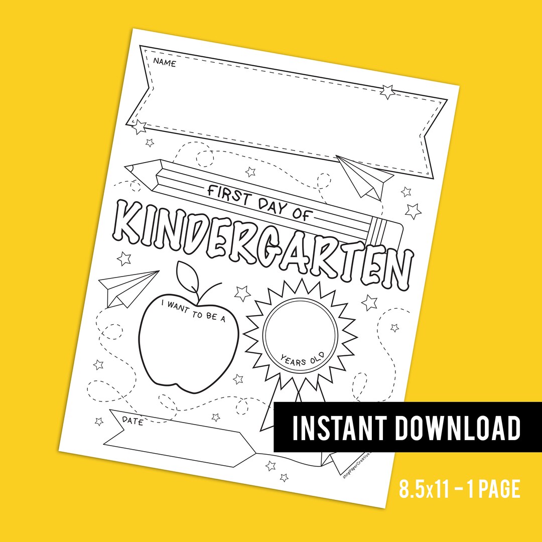 First Day of Kindergarten Coloring Page {DIGITAL DOWNLOAD} - Etsy