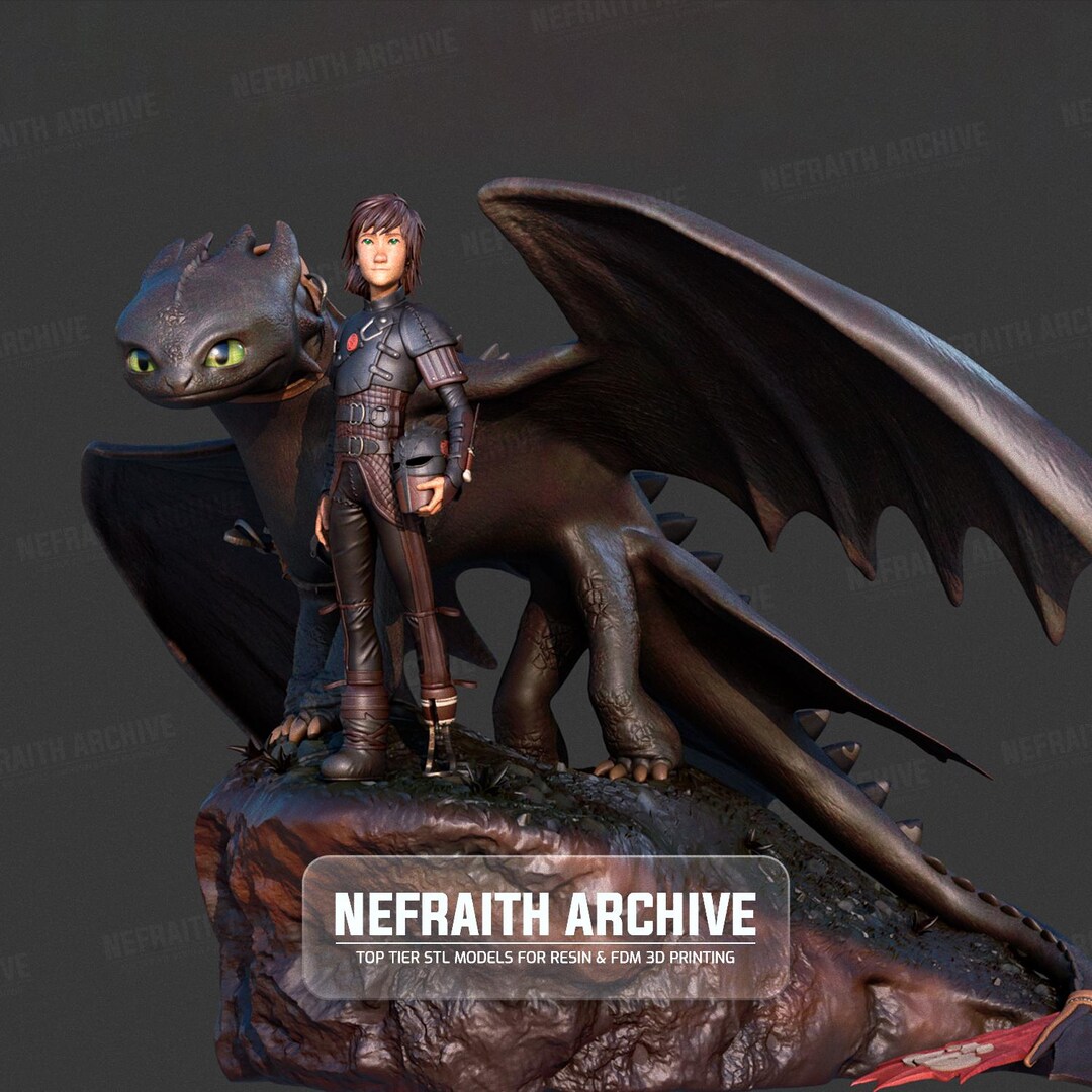 Hiccup and Toothless STL Fanart Statue From How to Train Your Dragon ...