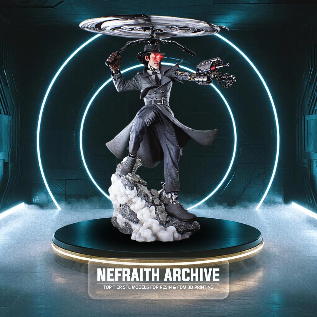 Inspector Gadget STL 3D Print Fan Art | Cyborg Detective With Mecha Arm ...