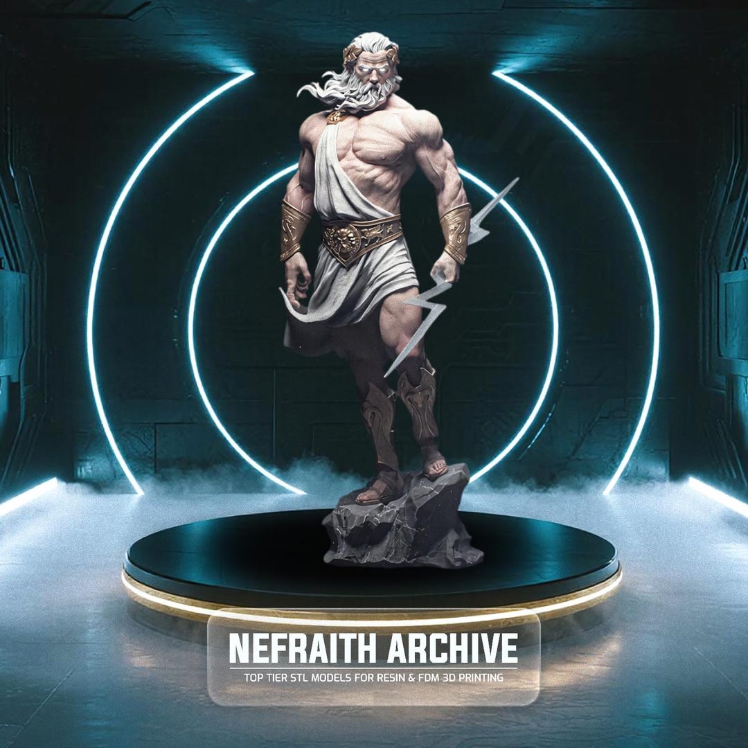 Zeus Greek God STL 3D Print File | King of Olympus Thunder Figure ...