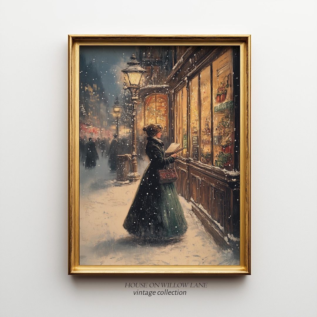 Vintage Christmas Wallart. Vintage Winter Street Scene Wall Art ...