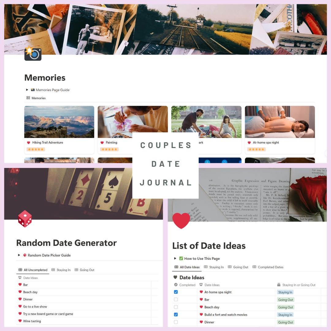 Couples Journal and Date Night Planner | Date Generator| Date Ideas ...