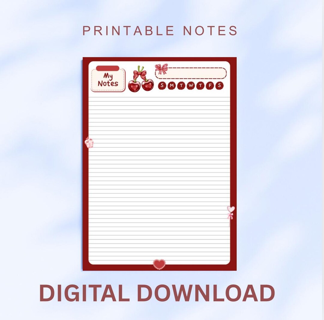 Printable Note Page | Digital Download - Etsy