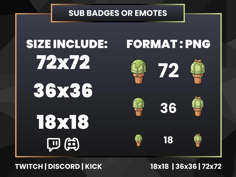 Kawaii Ice Cream Sub Badges | Twitch and Discord Emotes - Etsy