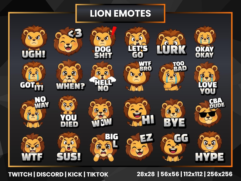 Lion Twitch Emotes Pack | 24 PNG Emotes (instant Download) - Etsy