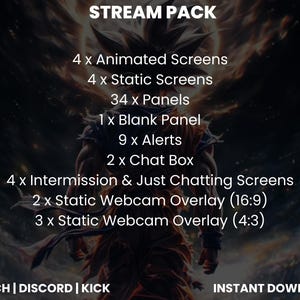 Anime Twitch Stream Overlay Pack | Goku Style, Animated Screens - Etsy