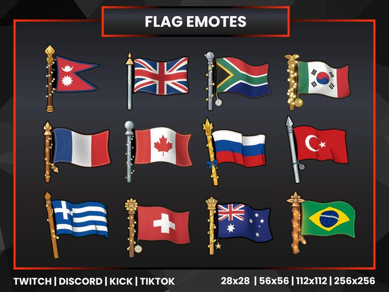 Animated International Flag Emotes – 24 Country Mega Bundle (PNG ...